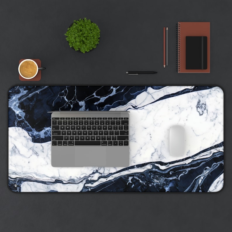Navy Blue Marbel Luxury Desk Mat , Custom XXL Gaming Mouse Pad ...