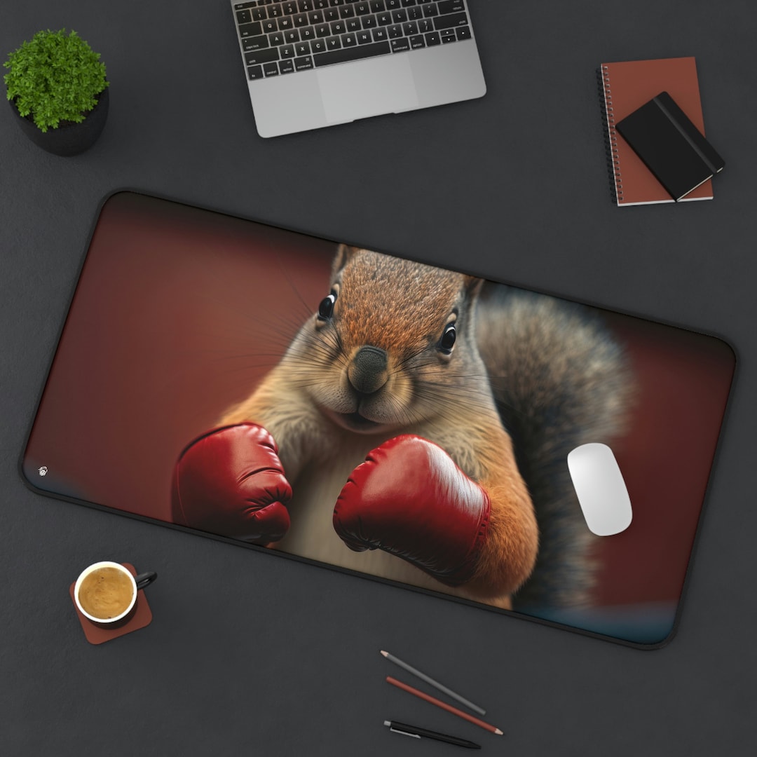 Boxing Squirrel Cute Animal Mouse Pad, Custom XXL Gamer Gaming Desk Mat ...