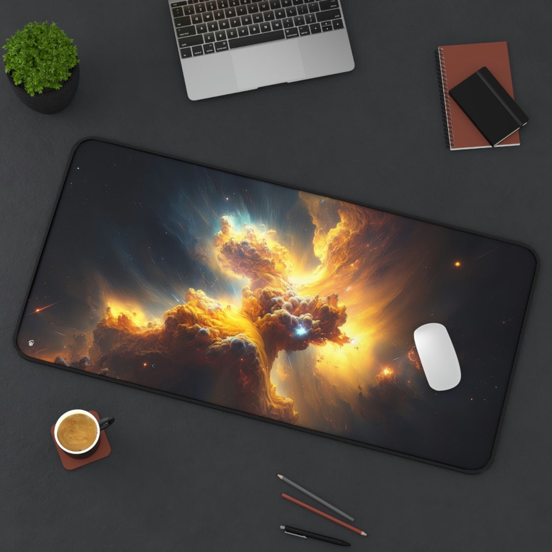 Deep Space Orange Desk Mat, Nebula, Aesthetic Desk Accessory, Extra ...