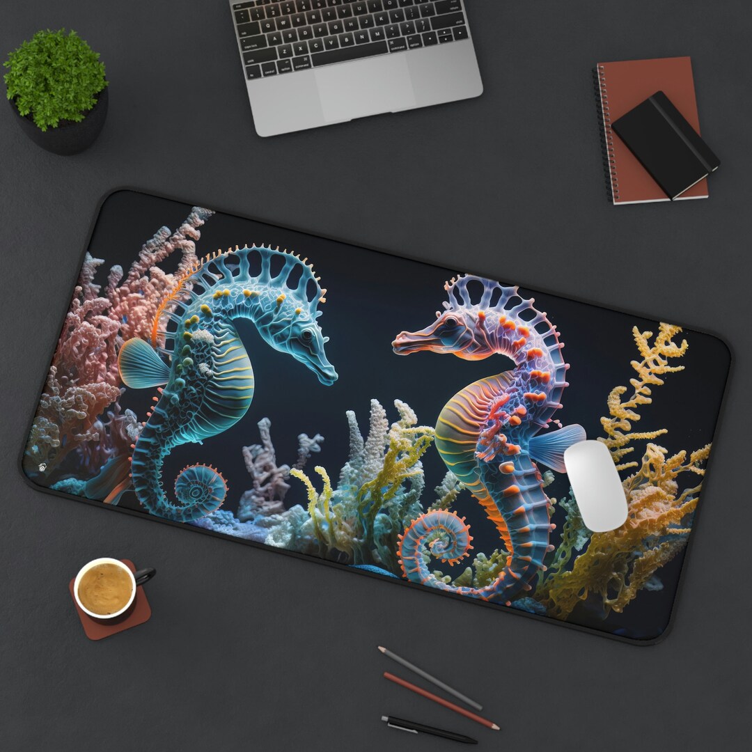 Sea Horses XL Gaming Mouse Pad, Yellow Custom XXL Gaming Desk Mat ...