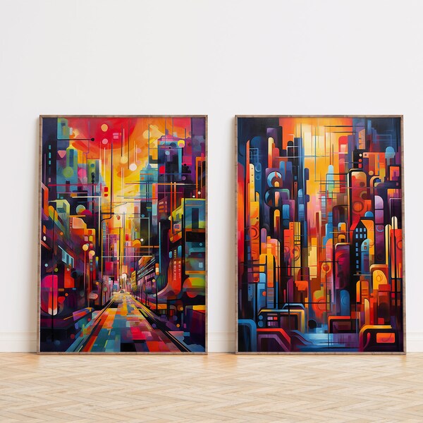 Abstract Cityscape - Etsy