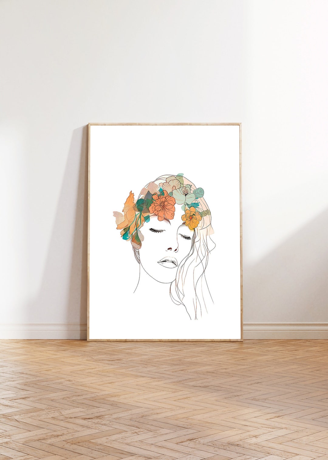 Flower Woman Line Art Abstract Woman Body Line Drawing Feminist Wall ...
