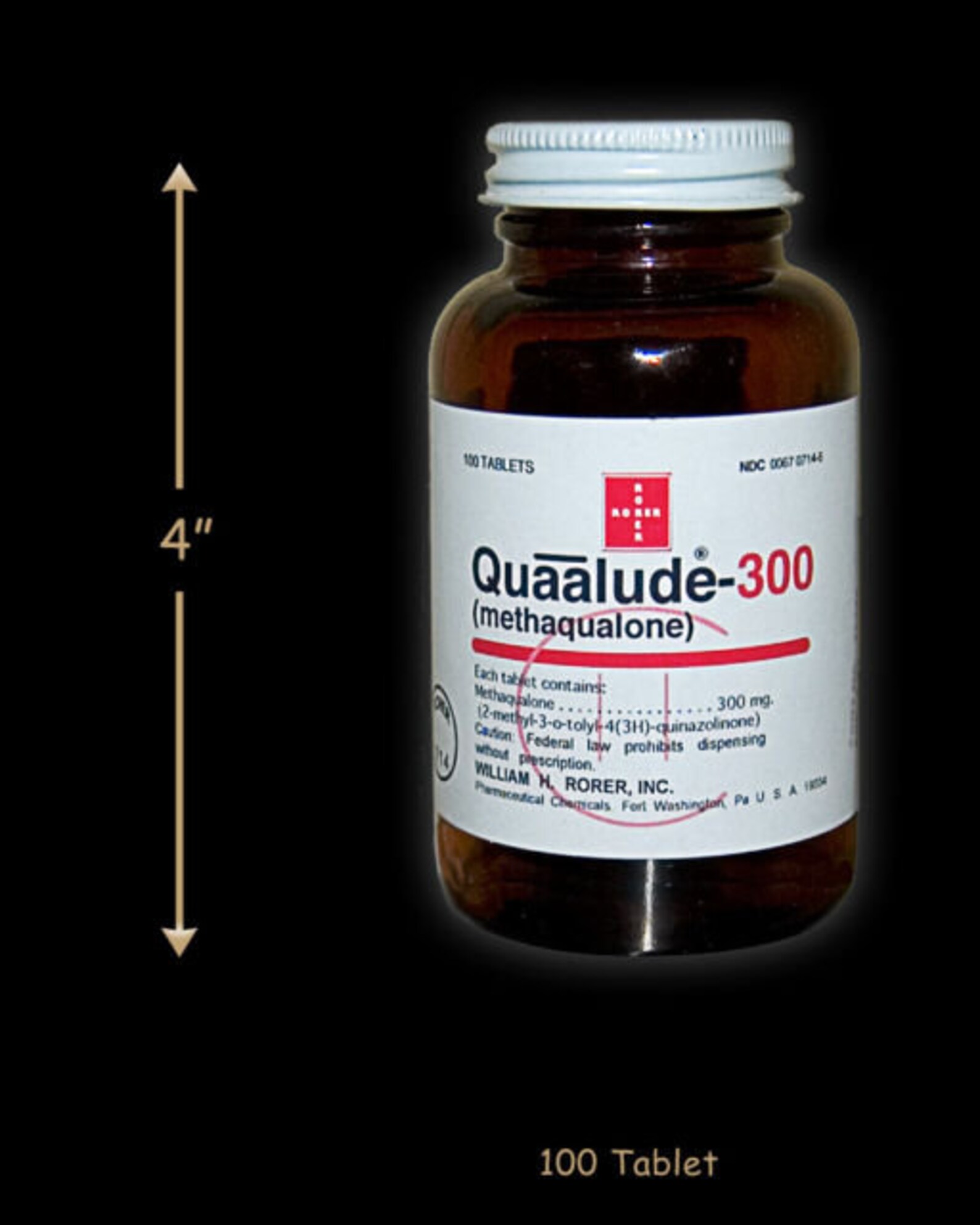 Quaalude Bottle, Amber Glass Bottle, Methaqualone Bottle, Mandrax ...