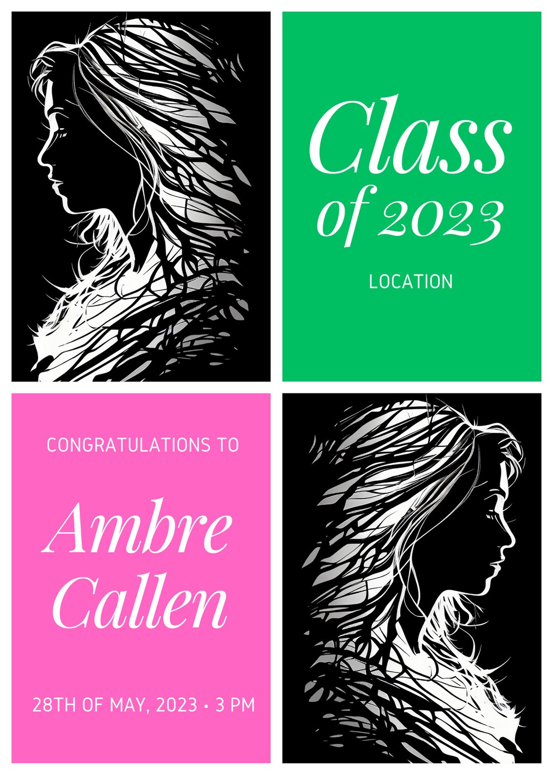 Photo Pink and Green Graduation Party Invitation Flyer Digital Template ...