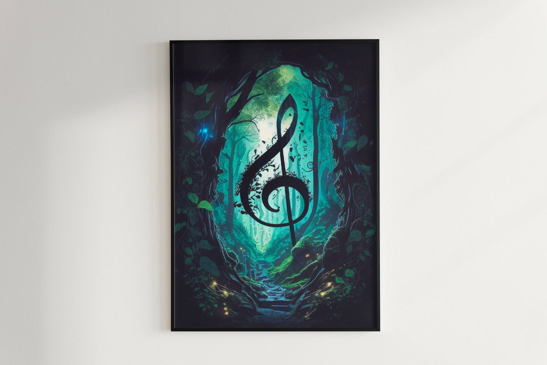 Mythical Forest With Green Music Note Downloadable Digital Art Print ...