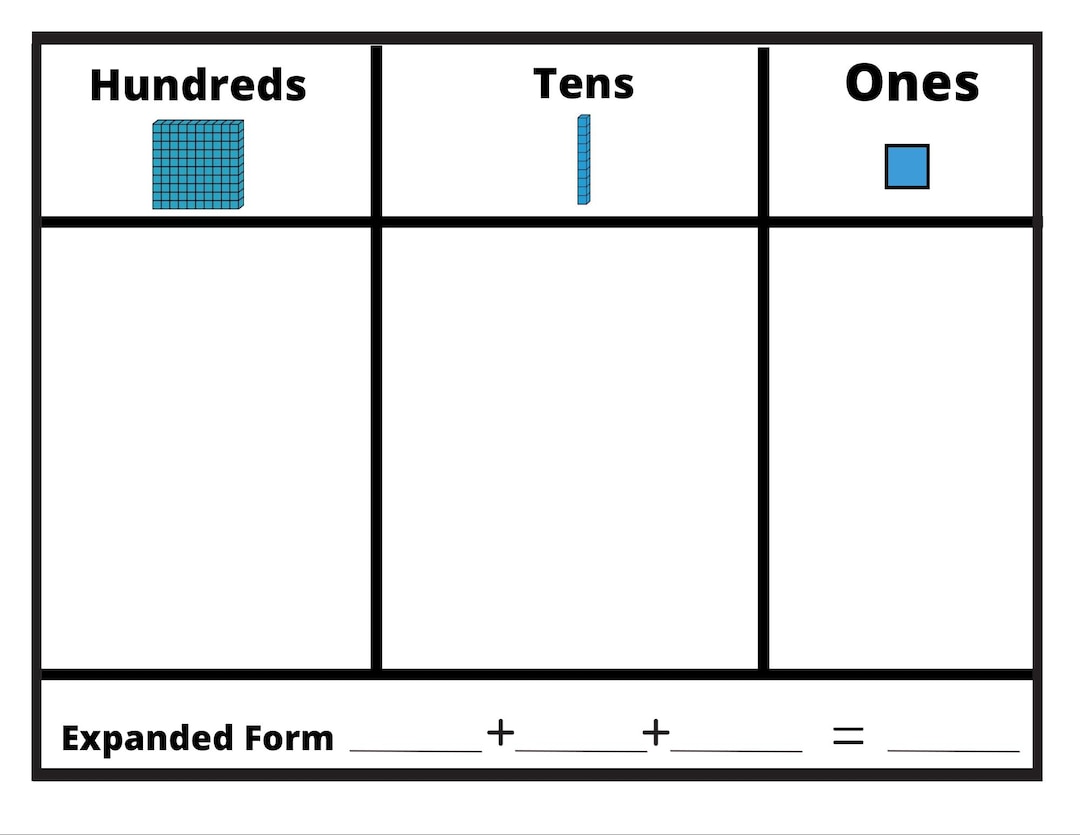 PLACE VALUE MAT Hundreds, Tens, Ones - Etsy Australia