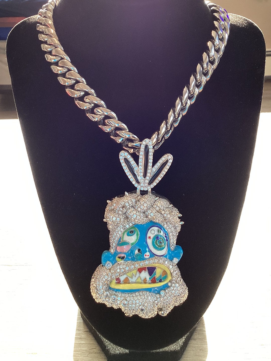 Hip Hop Iced Out 3d Enamel Cartoon Pendant Cubian Chain 14K Gold Plated ...