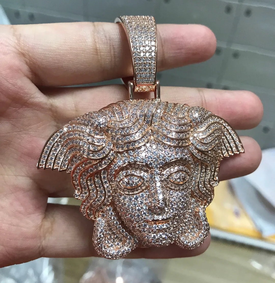 Mens Cz Diamond Ice Out Famous Medusa 14K Gold Plated Big - Etsy