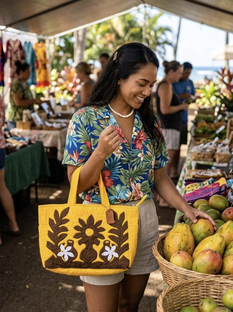 Hula Implement Tote Bag, Kenui Quilts Totes, (ulu Nui Collection) - Etsy