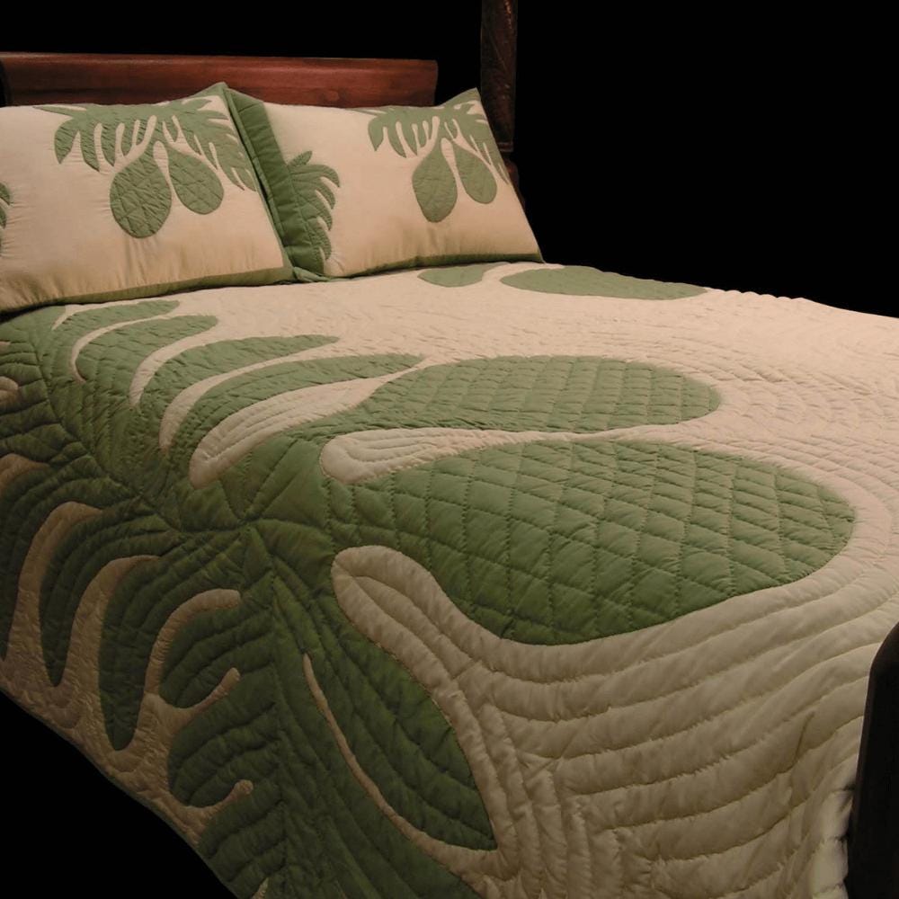Hand Quilted Hawaiian Bedspread: Ulu Nui Design, Cotton Blend - Etsy
