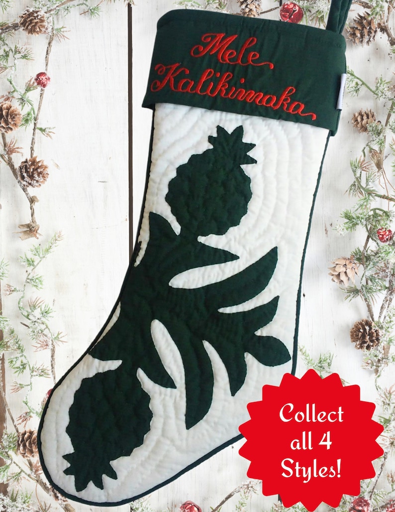 Handmade Hawaiian Christmas Stocking – Quilted Holiday Decoration - Etsy