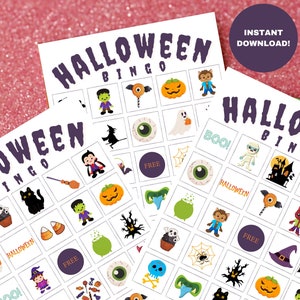 100 Halloween Bingo Cards, Printable Halloween Bingo for School, Kid's ...