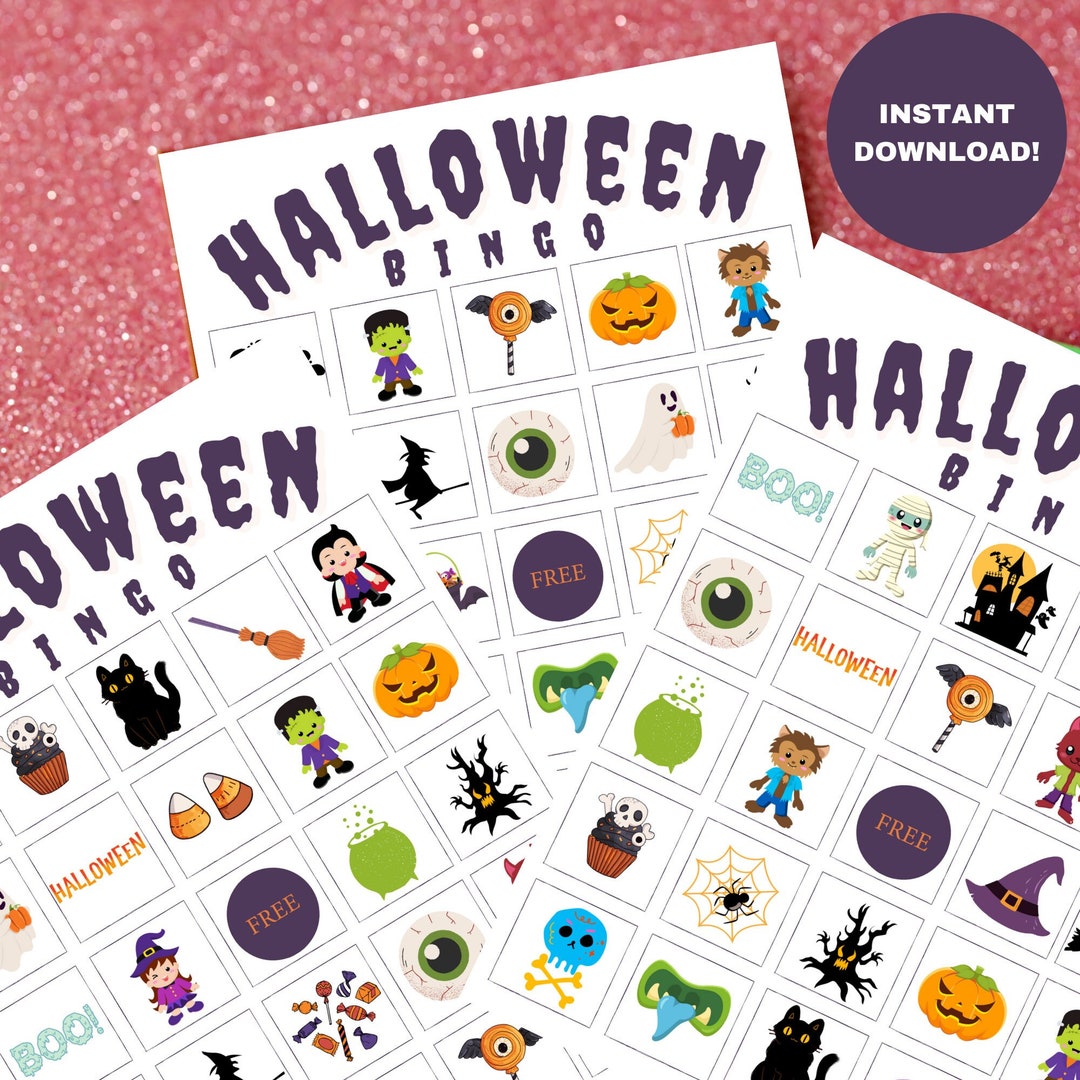 100 Halloween Bingo Cards, Printable Halloween Bingo for School, Kid's ...