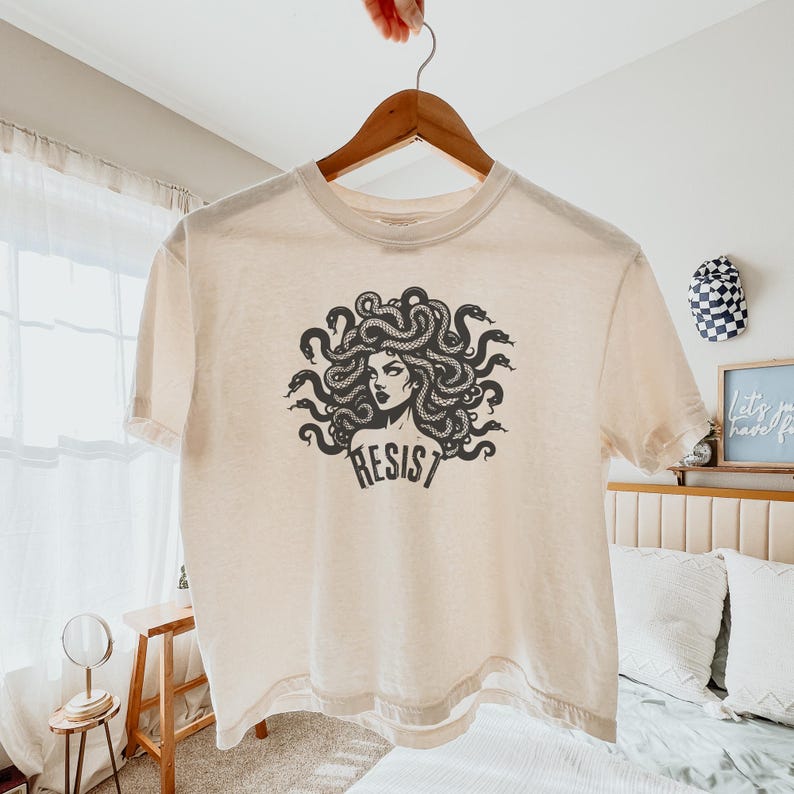 Resist Medusa Comfort Colors Boxy Crop, Resisting Bitch Face, Female ...