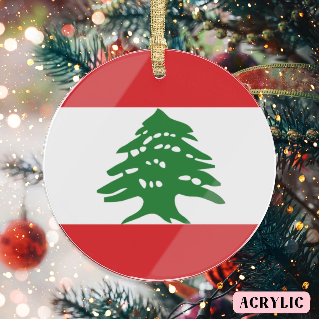 Lebanon Flag Ceramic or Acrylic Ornament, Lebanese Ornament, Lebanese ...