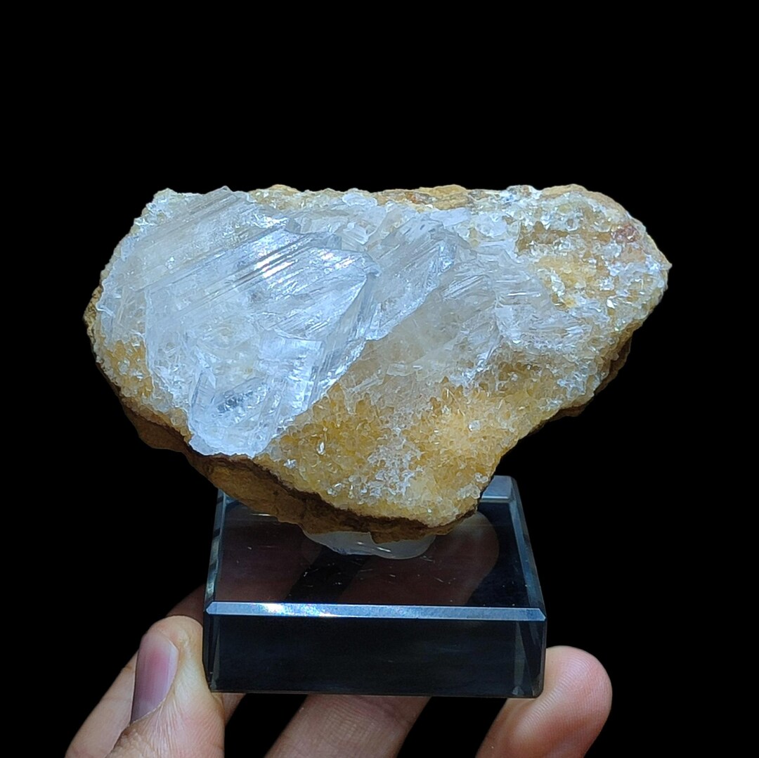 Gypsum (selenite ) on Calcite - Khoukhet Mine, Boulmane Province, Fes ...