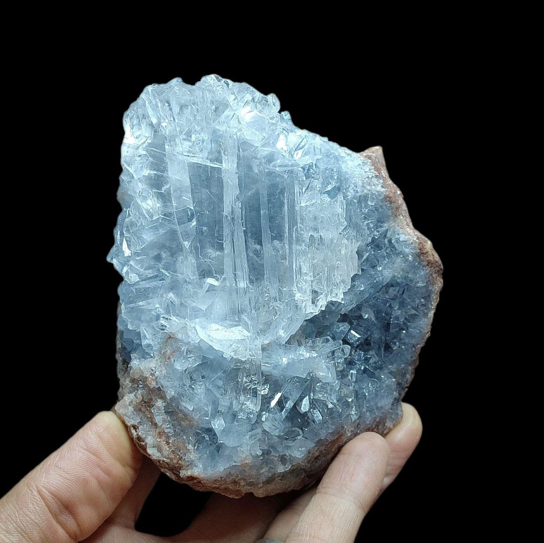 Very Rare Blue Celestite With Transparent Selenite From Tissouit ...