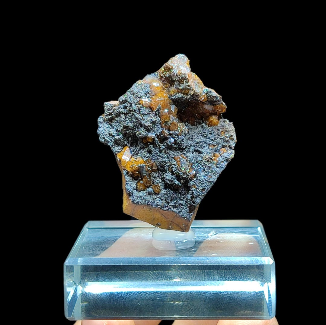 Moroccan Manganese, Golden Quartz & Calcite Crystal Cluster 4,5x3,5 Cm ...