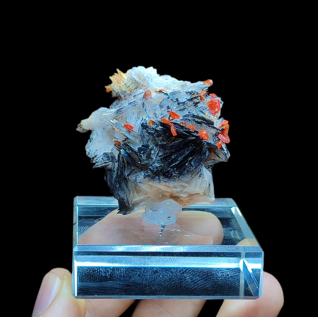 Vanadinite With Goethite on Barite – Red Crystal Cluster From Mibladen ...