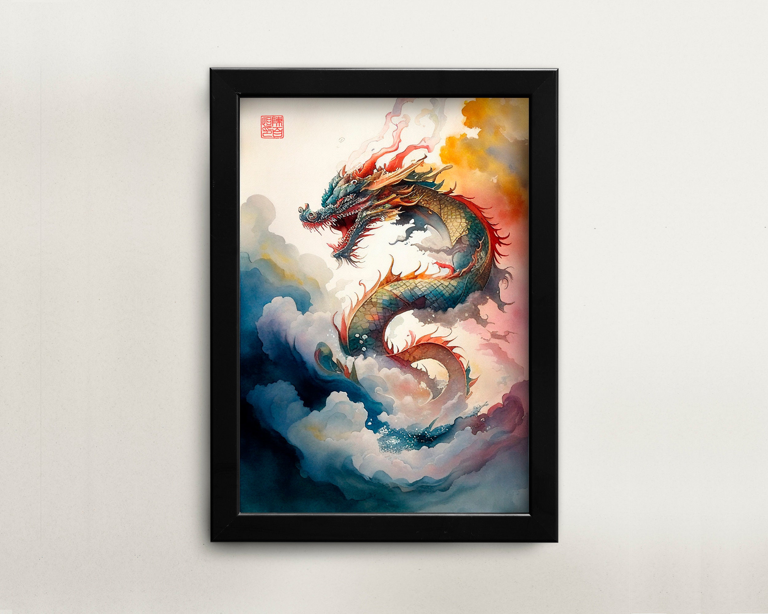 Printable Chinese Watercolor Painting of Dragon Art Asian Art - Etsy