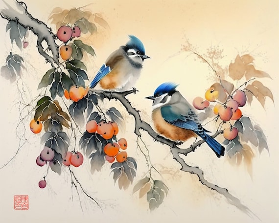 Chinese Watercolor Birds