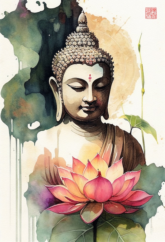 Buddha watercolor painting store