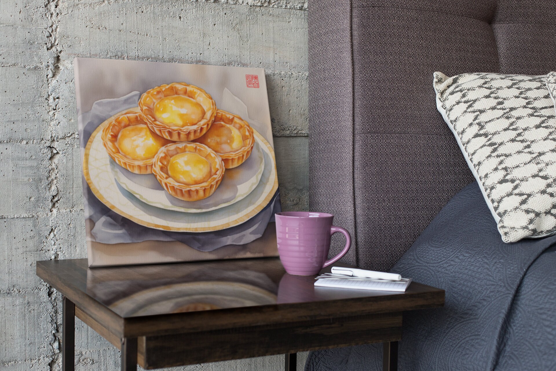 Printable Chinese Watercolor Painting Dim Sum Egg Tarts Daan Tat ...