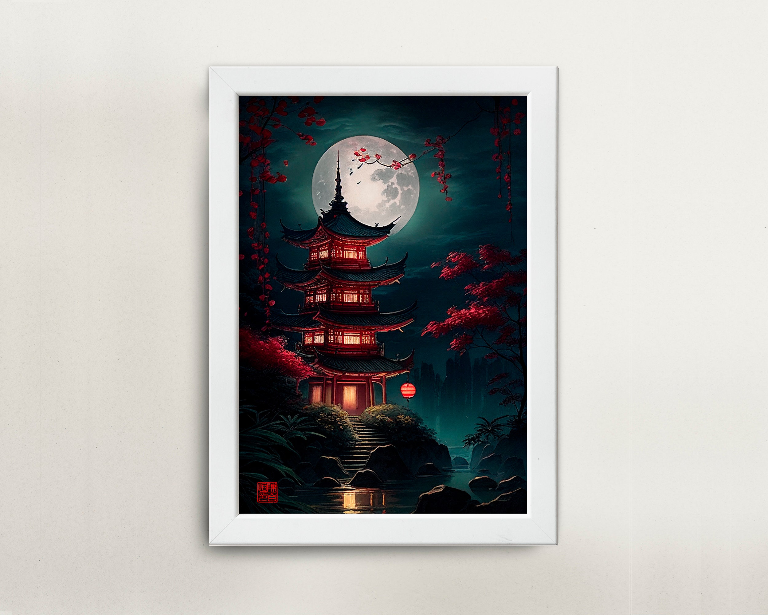 Printable Chinese Watercolor Painting Pagoda Wall Art Digital Download ...