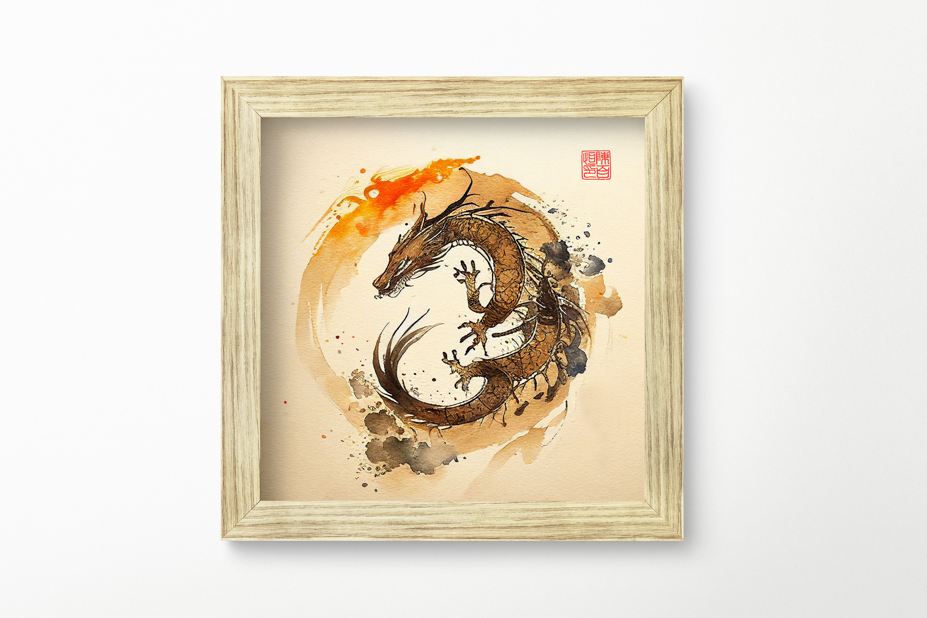 Printable Chinese Watercolor Painting of Zodiac Animal Dragon, Year of ...
