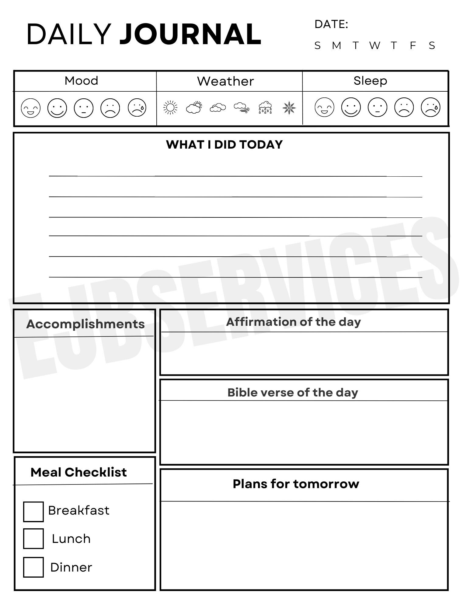 Daily Journal, Reflection, Journaling, Instant Download, Printable ...