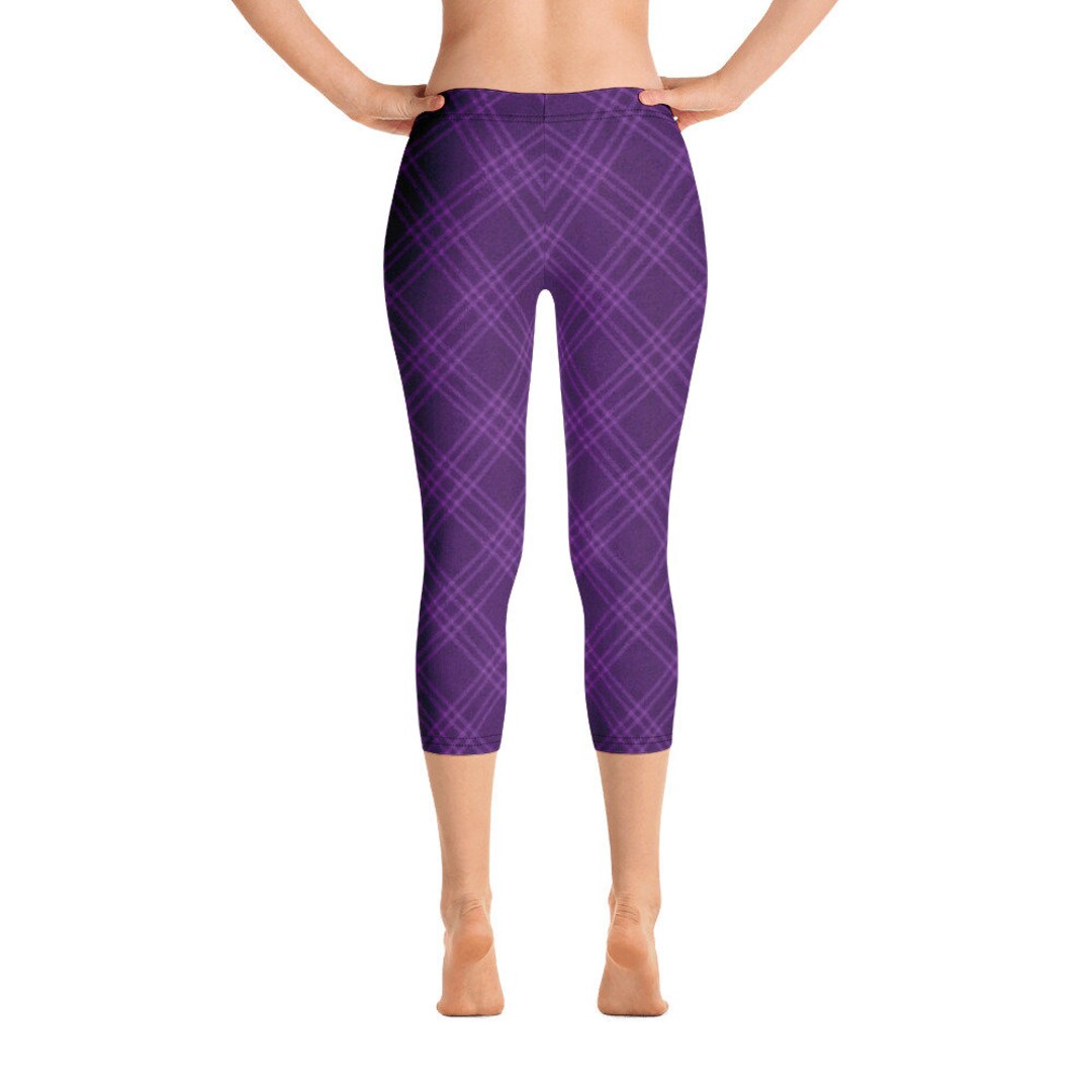 Purple Spandex Diagonal Vector Design Capri Leggings - Etsy