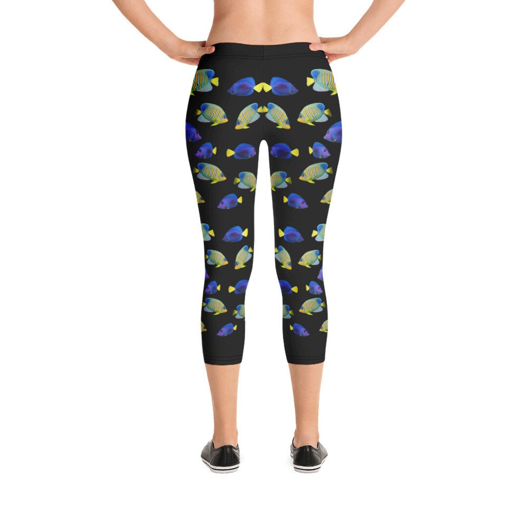 Women's Capri Leggings With Tropical Fish Design - Etsy
