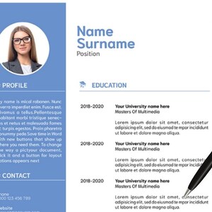 Modern Blue Resume/cv Template With Photo Customizable PDF and ...