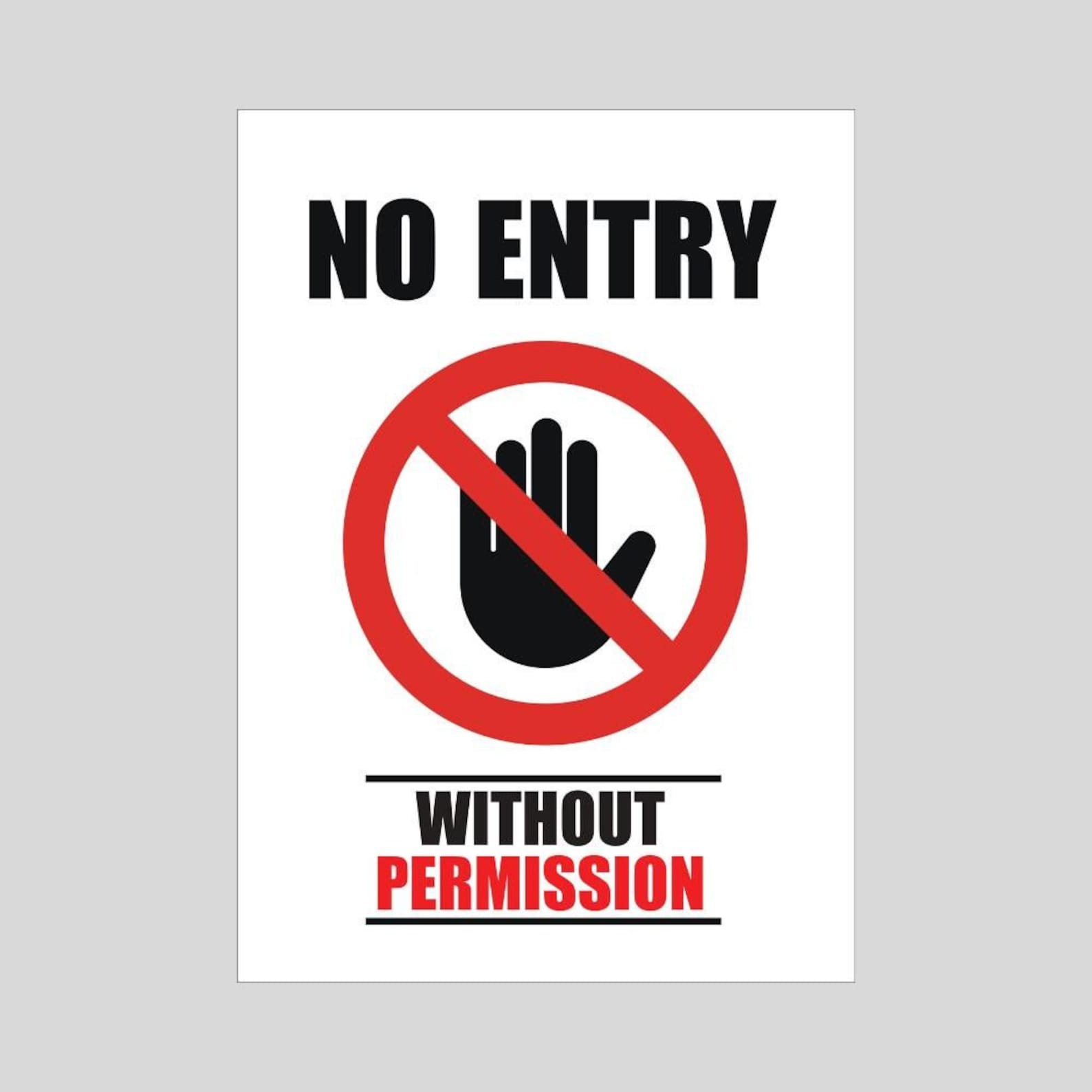 No Entry" Sign PDF - Do Not Enter Sign, A4 Size, Instant Download for ...