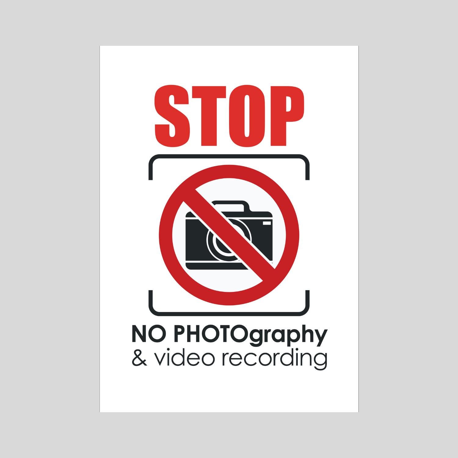 Printable stop No Photography & Video Recording Sign A4 PDF, Instant ...