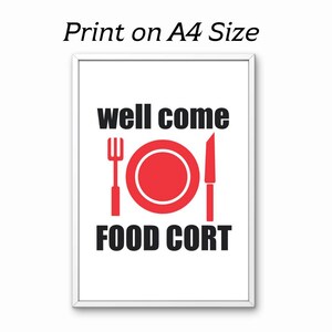 Printable Welcome Food Court Sign High-quality A4 PDF and JPG Files ...