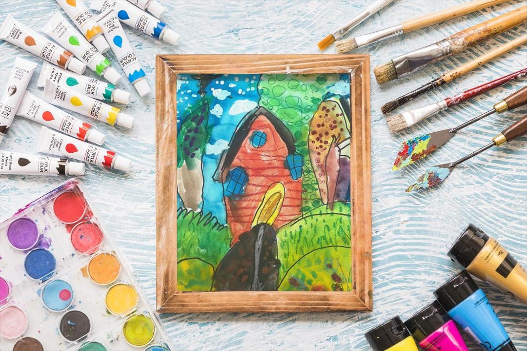 Dreamy Red House Printable Kids Art Kids Art Paint Digital Download ...
