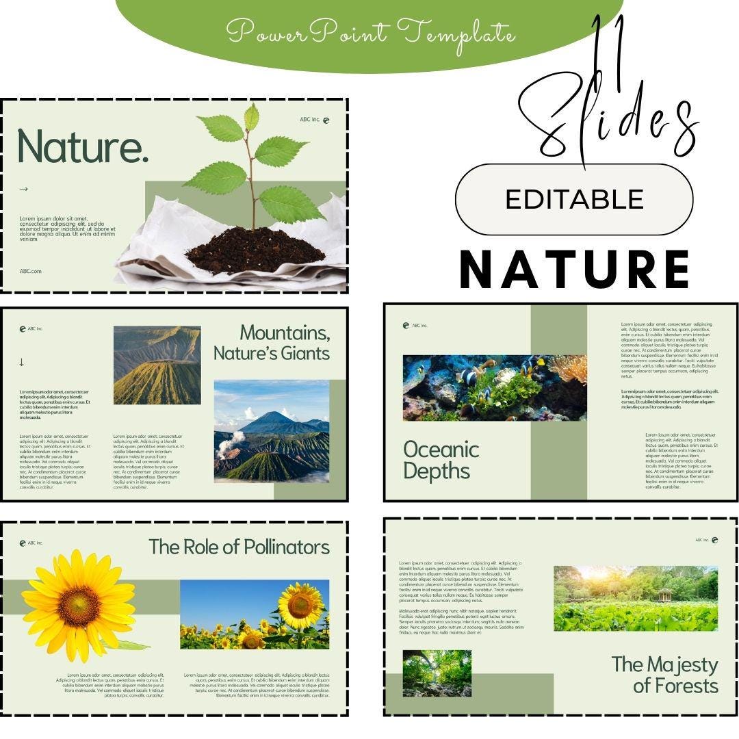 Minimalist Nature Powerpoint Template | Aesthetic Green Presentation ...