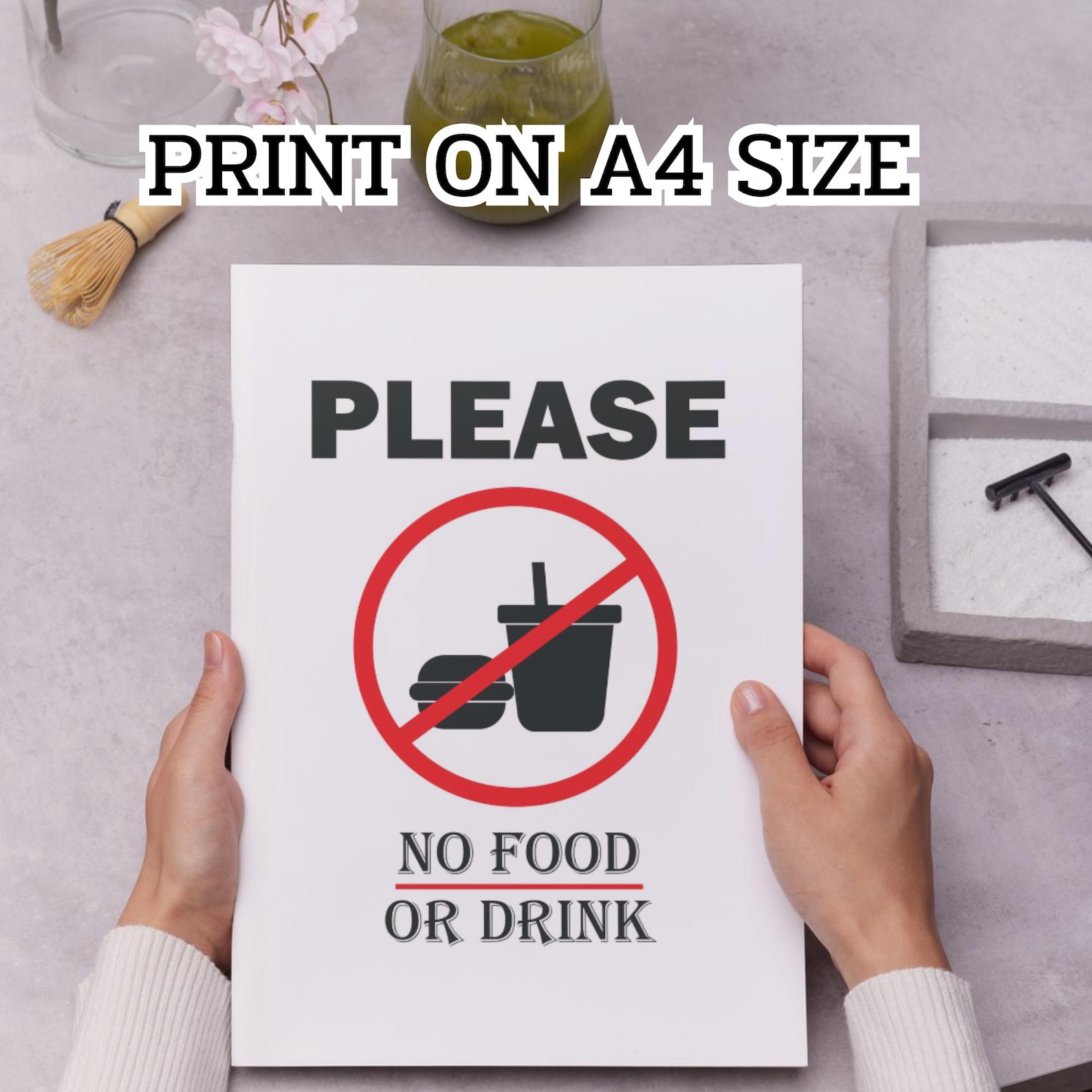 Printable "please No Food or Drink" Sign - A4 PDF, Instant Download for ...