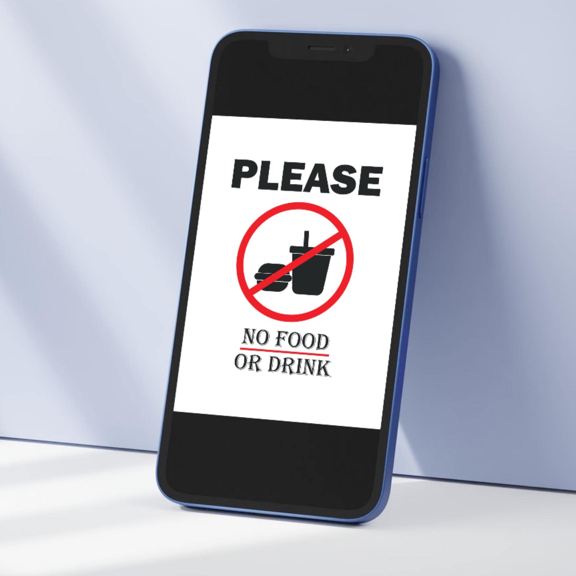 Printable "please No Food or Drink" Sign - A4 PDF, Instant Download for ...