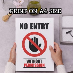 No Entry" Sign PDF - Do Not Enter Sign, A4 Size, Instant Download for ...