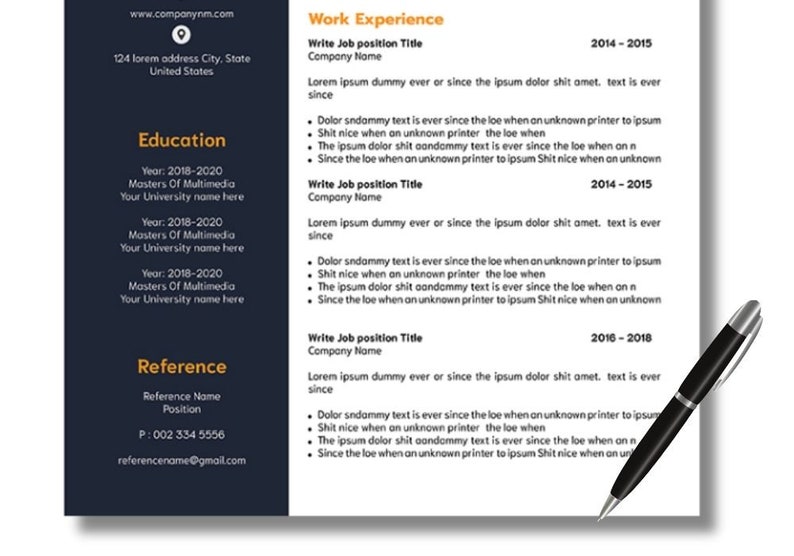 Modern Resume Template With Photo Custom Professional Resume Design in ...