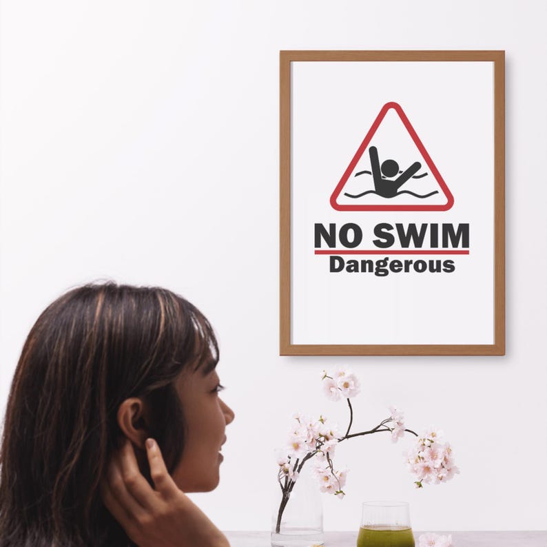 No Swim Dangerous Sign - A4, Printable JPG & PDF, Water Safety Warning ...