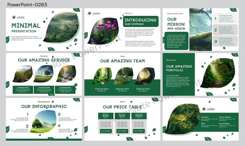 Minimal Nature Powerpoint Presentation Template, Editable [9 Slides] - Etsy