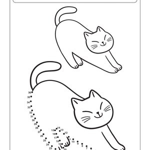 Cute Cat Dot to Dot Printable - Cat Dot to Dot Coloring Pages - Instant ...