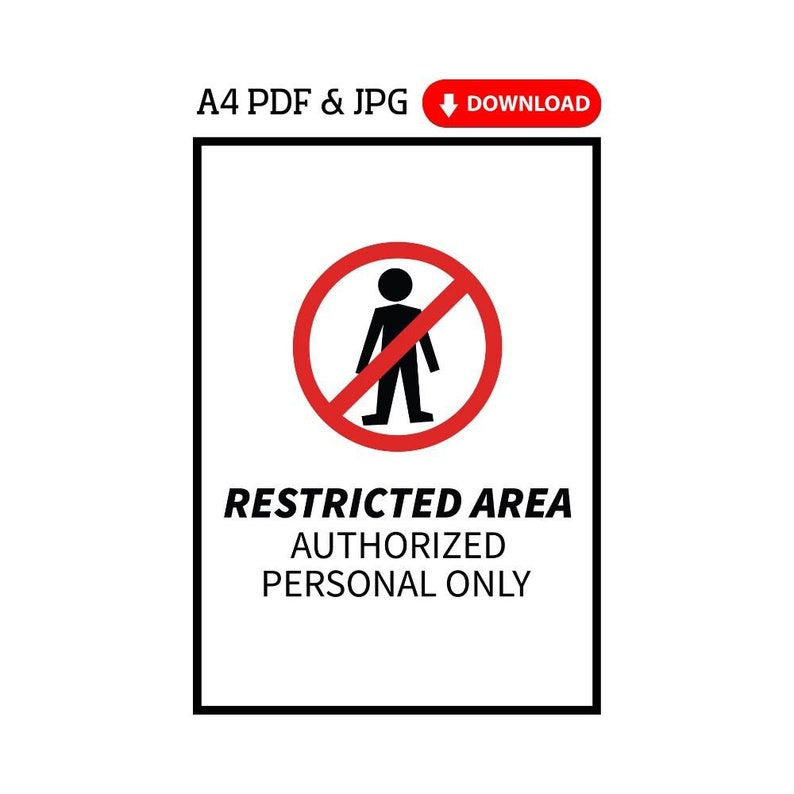 Restricted Area Sign - Authorized Personnel Only - Printable A4 PDF ...