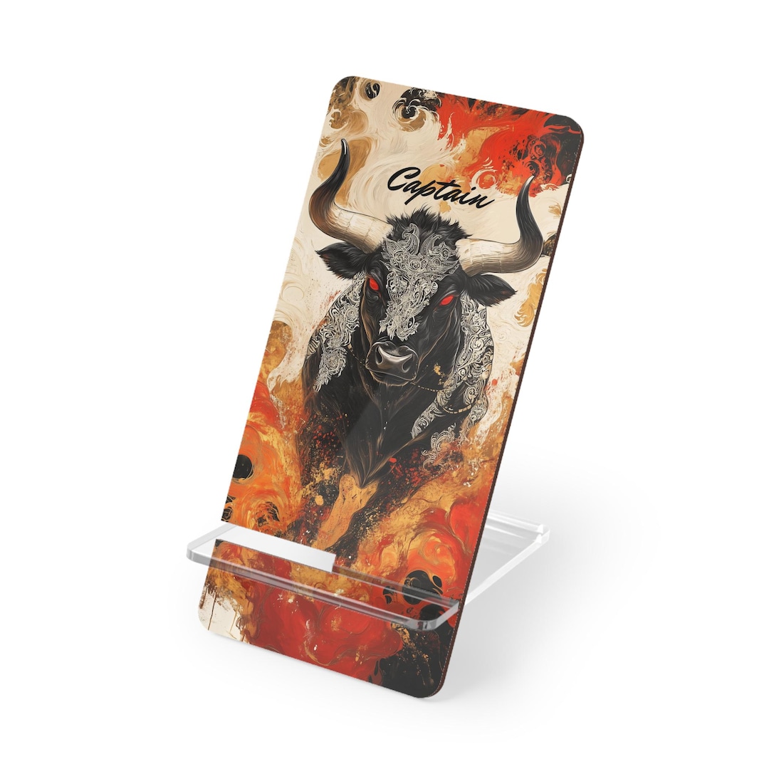 Personalized Bull Phone Stand - Custom Name Mobile Holder, Unique Desk ...