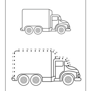 Truck Dot to Dot Activity Sheets Printable Vehicle Dot to Dot for Kids ...