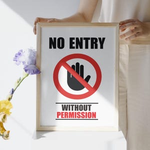 No Entry" Sign PDF - Do Not Enter Sign, A4 Size, Instant Download for ...
