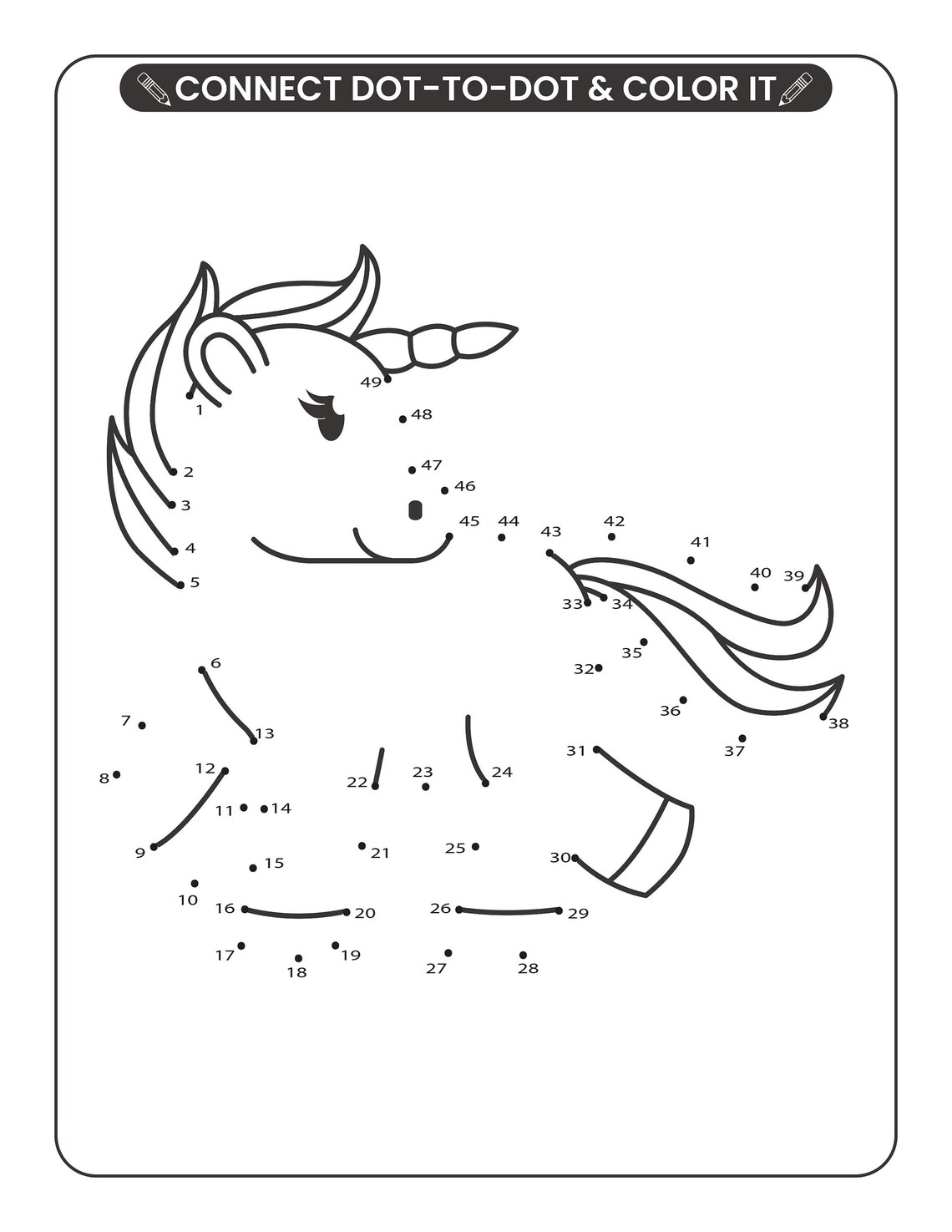 90 Unicorn Dot-to-dot Activity Sheets - Fun & Easy Unicorn Connect the ...